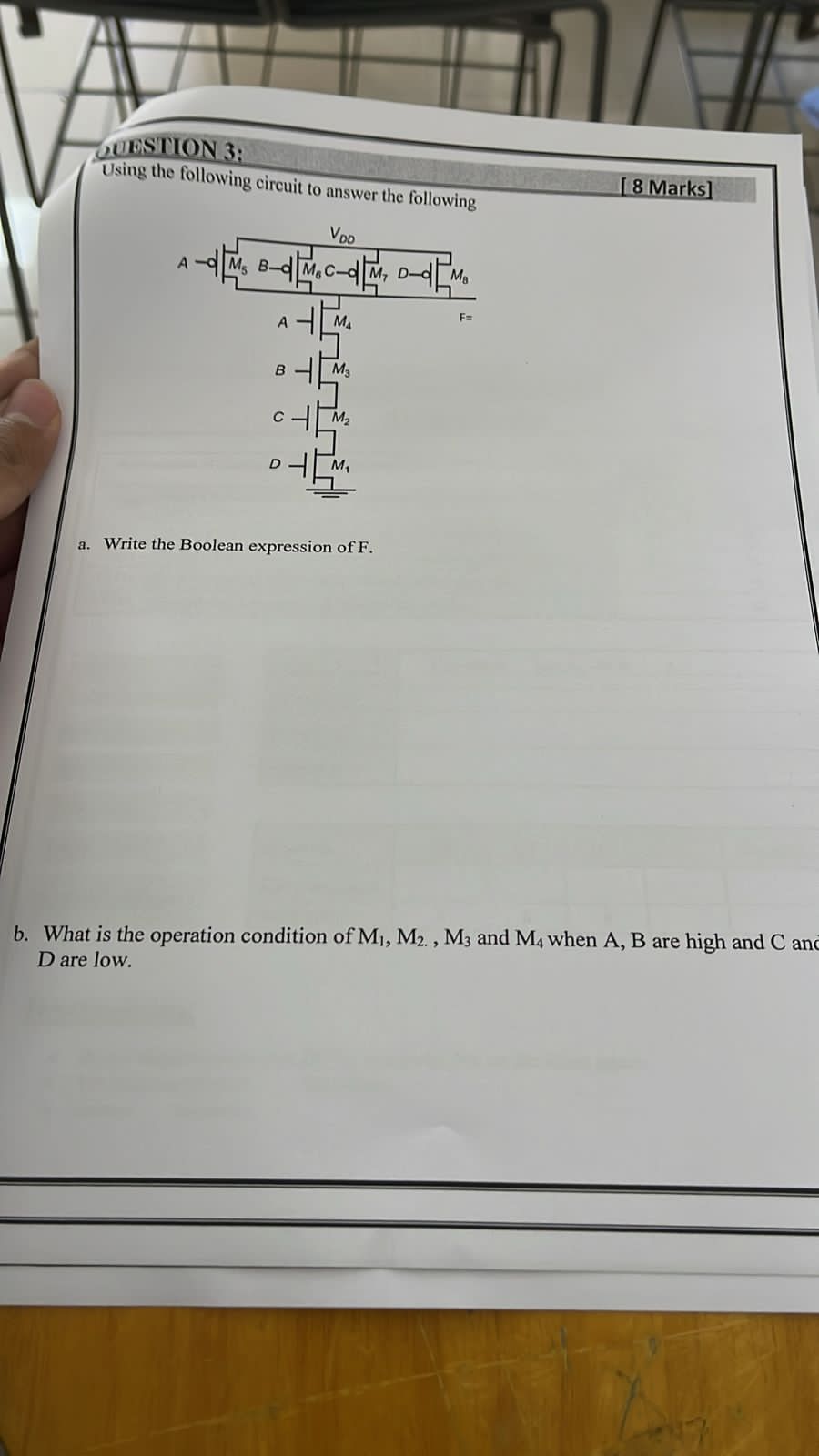 [8 Marks] Using the following circuit to answer the | Chegg.com