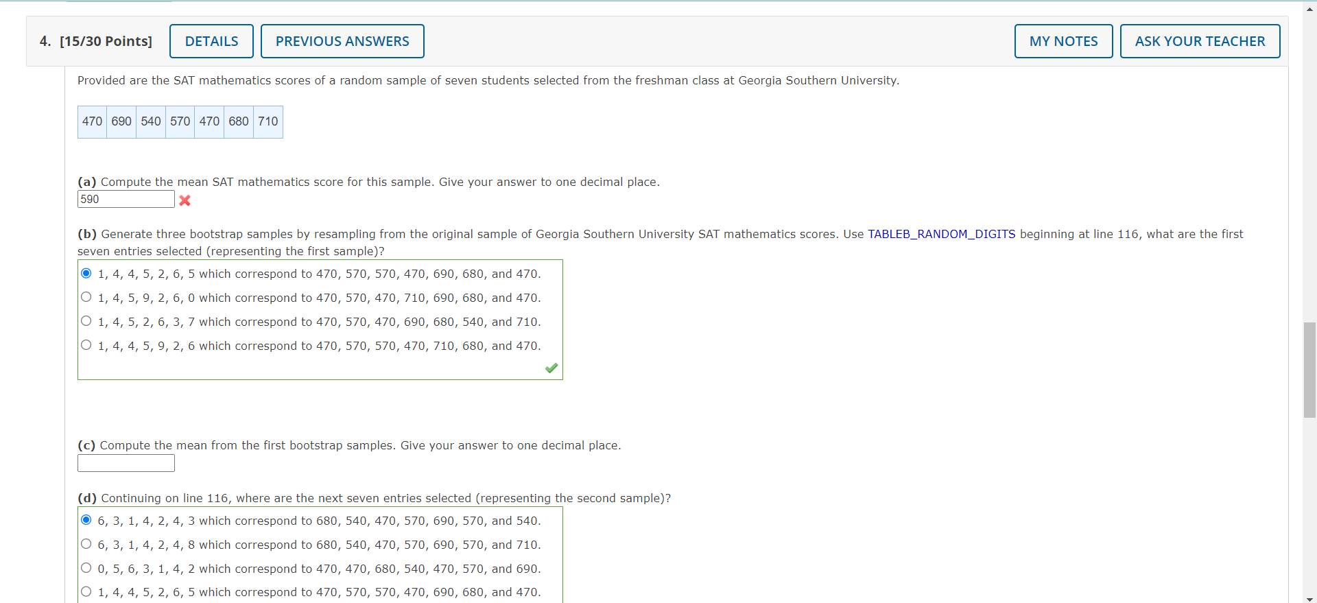 Solved Provided are the SAT mathematics scores of a random | Chegg.com