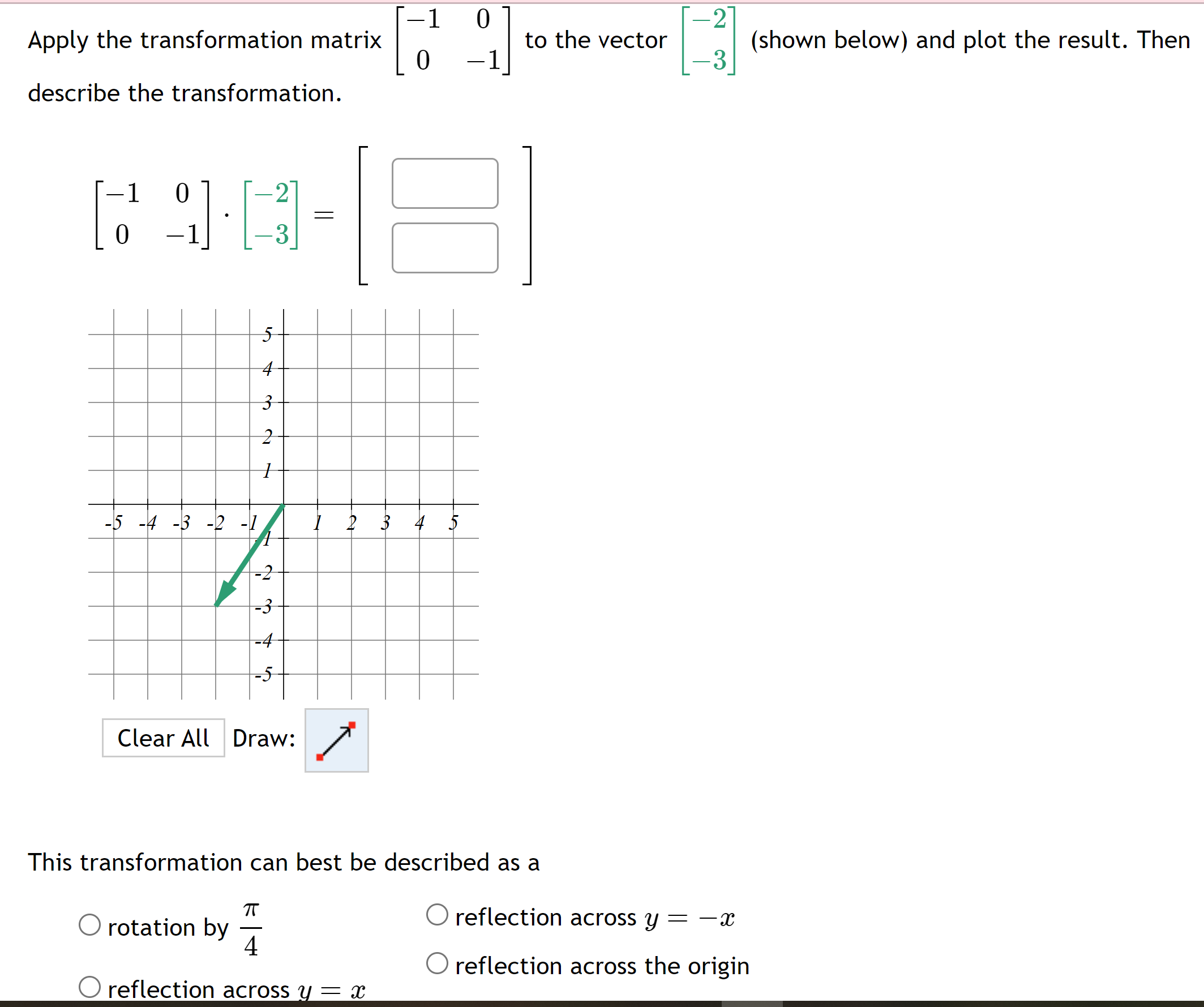 Solved Apply the transformation matrix [−100−1] to the | Chegg.com