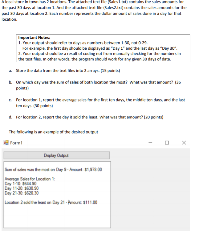 Solved Must be done in Visual Basic Sales 1: | Chegg.com