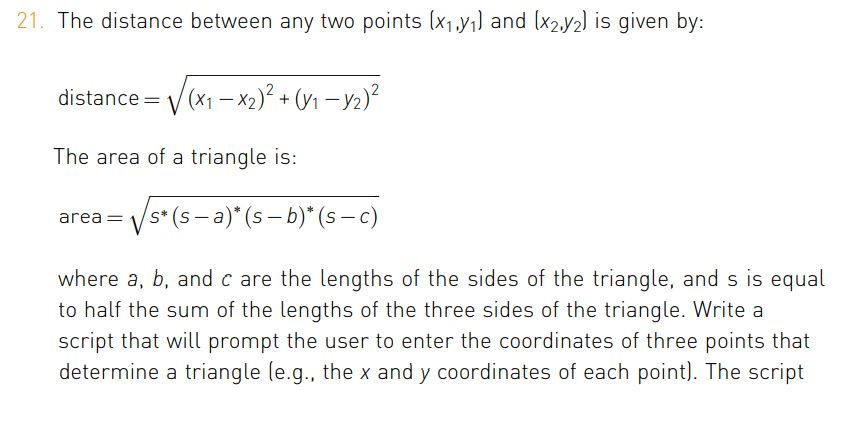 Solved 21. The distance between any two points (x1.yı) and | Chegg.com