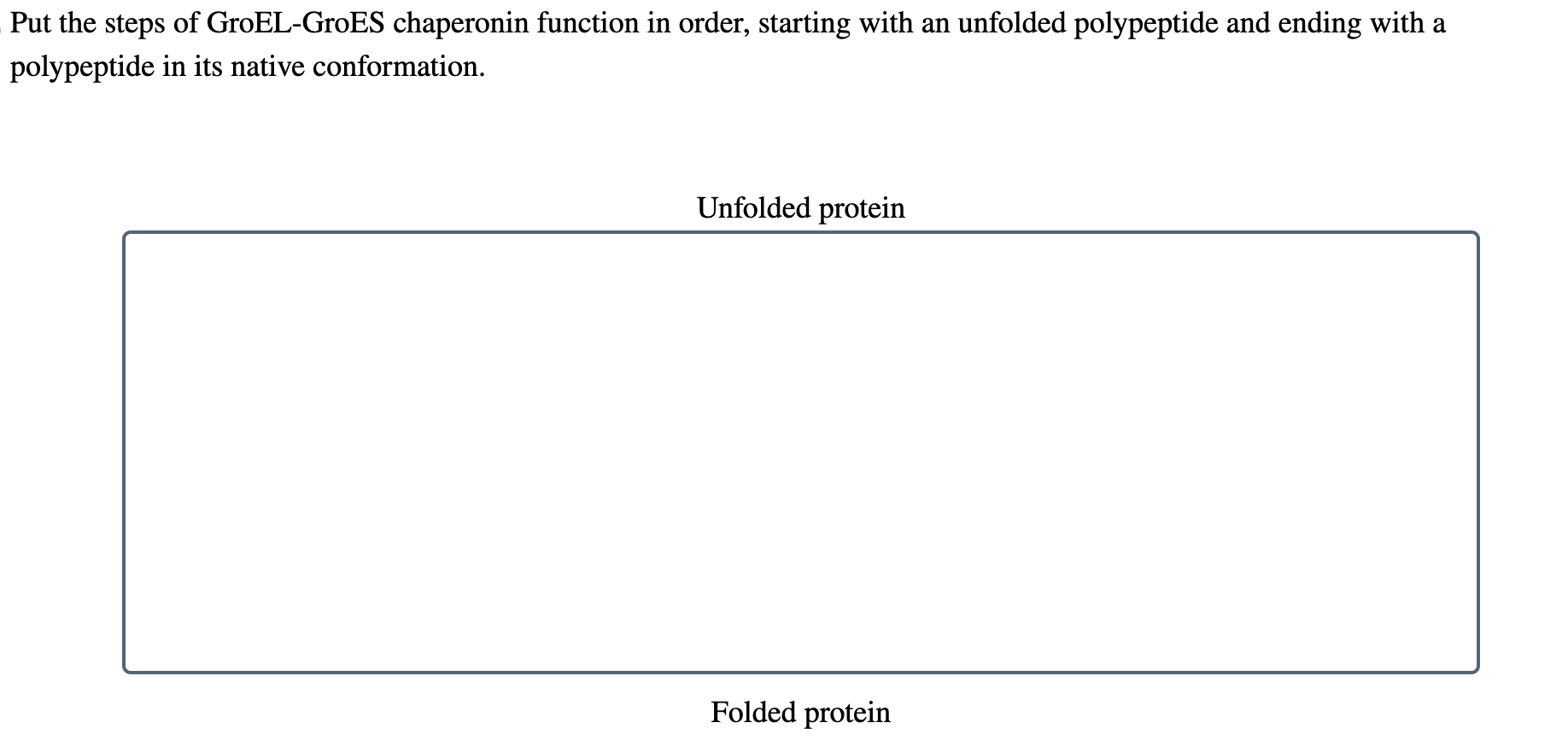 Solved Put the steps of GroEL-GroES chaperonin function in | Chegg.com
