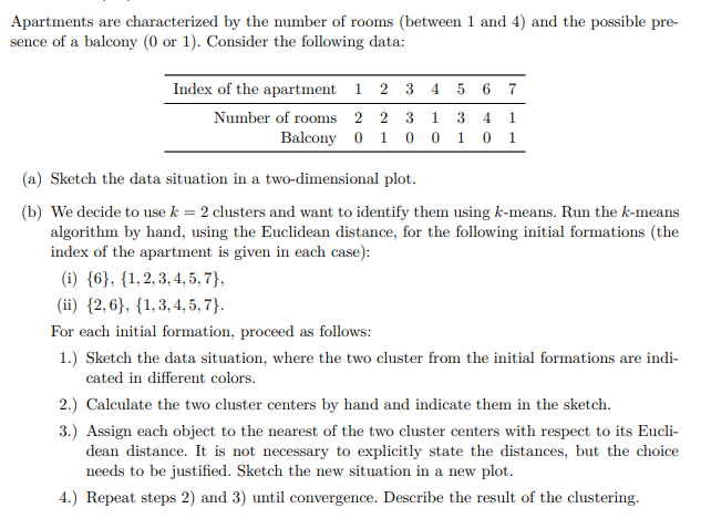 Solved Apartments are characterized by the number of rooms | Chegg.com