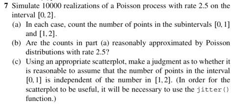 Solved 7 Simulate 10000 realizations of a Poisson process | Chegg.com