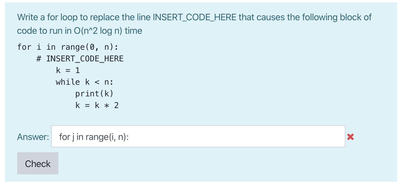 Solved Write a for loop to replace the line INSERT_CODE_HERE | Chegg.com