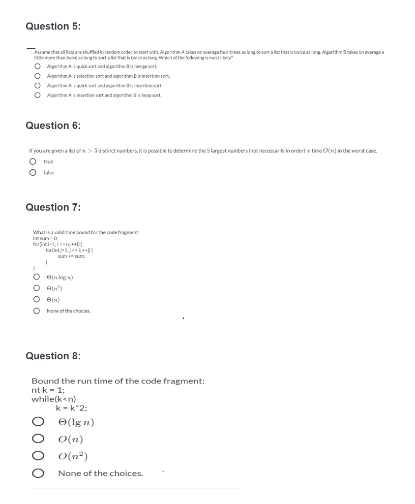 Solved Question 5: Assume that all lists are shuffled in | Chegg.com