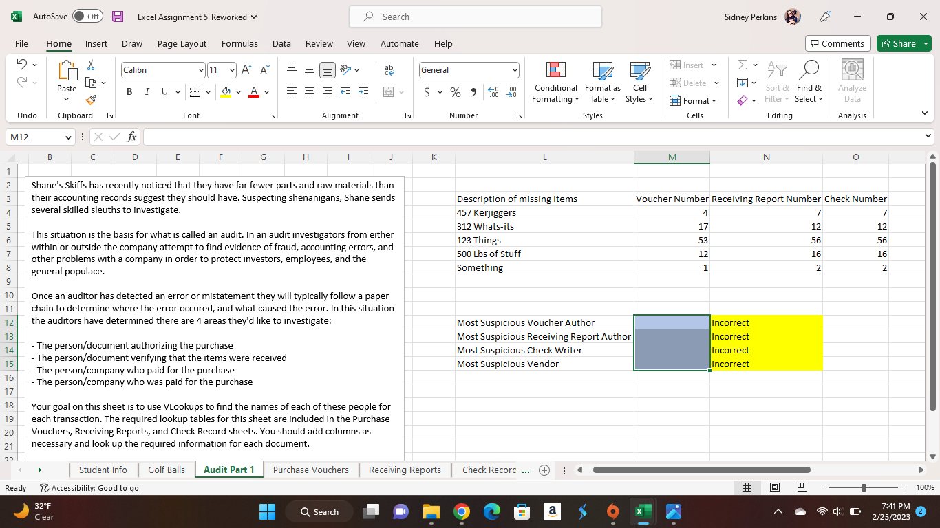 AutoSave Off [口 Excel Assignment 5_Reworked ∨ Search | Chegg.com