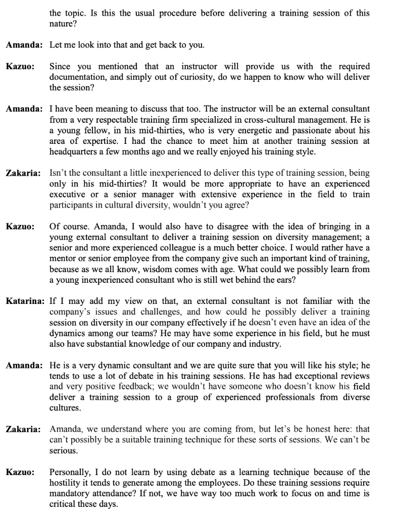 Solved Managing Multicultural Team Training Case prepared by | Chegg.com