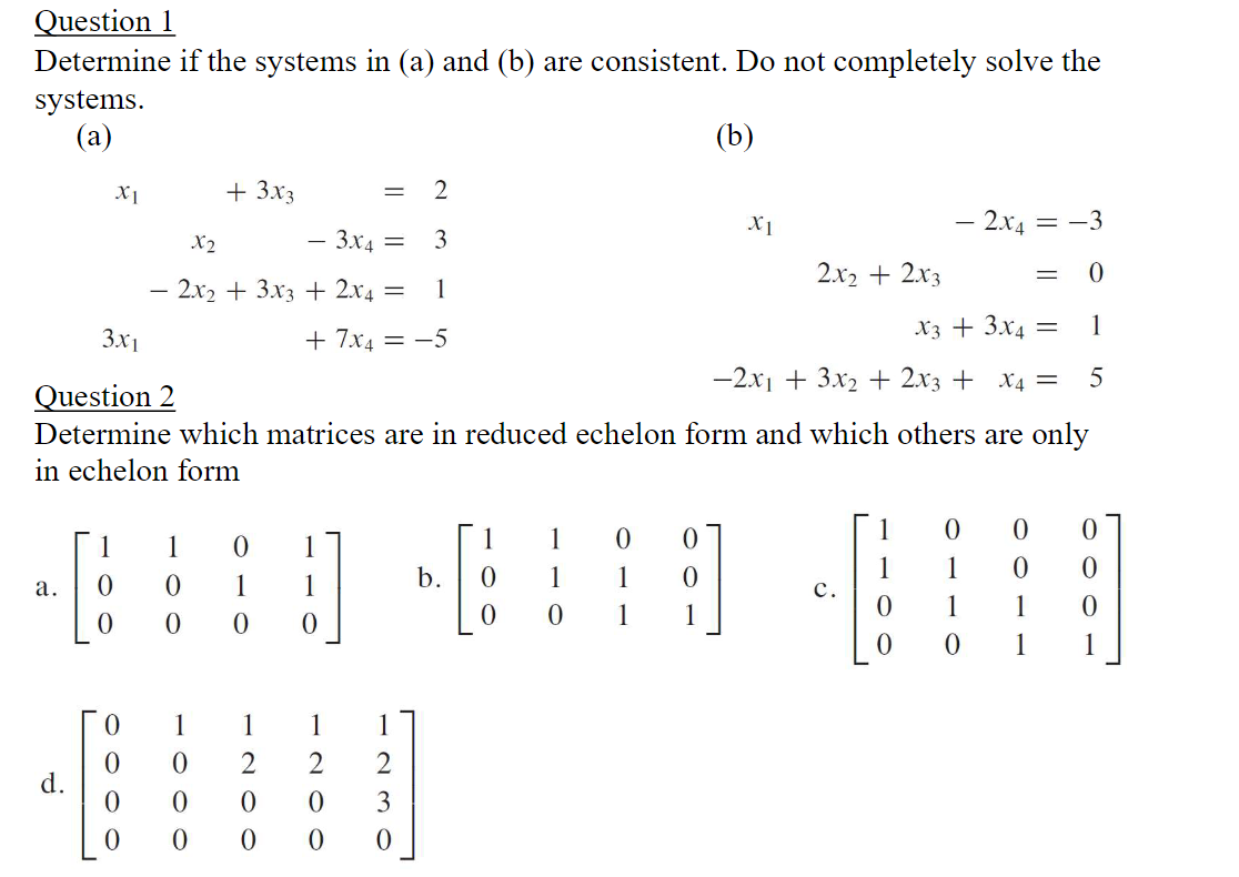 Solved Question 1 Determine if the systems in (a) and (b) | Chegg.com