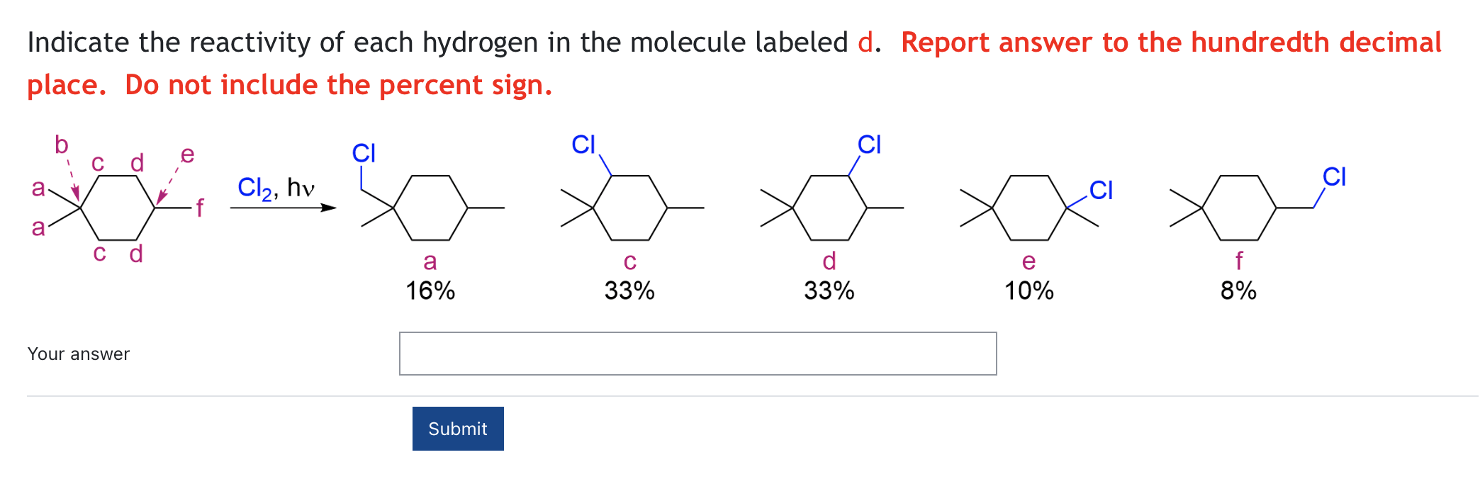 Solved Indicate the reactivity of each hydrogen in the | Chegg.com