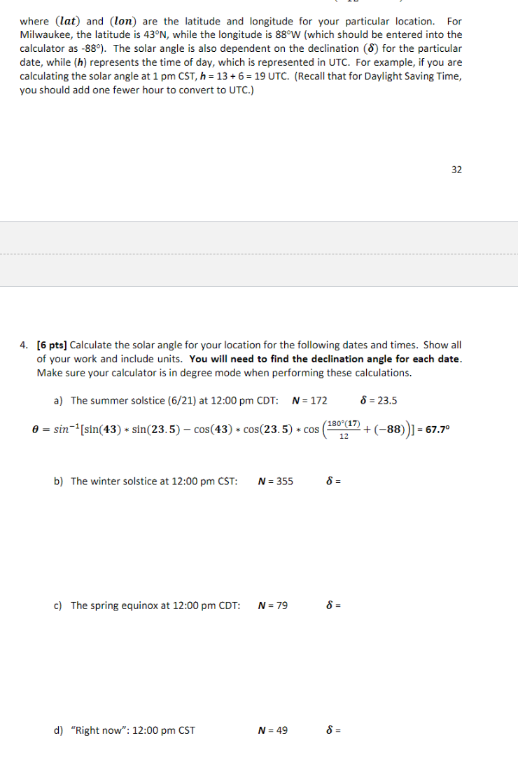 Solved where (lat) and (lon) are the latitude and longitude | Chegg.com