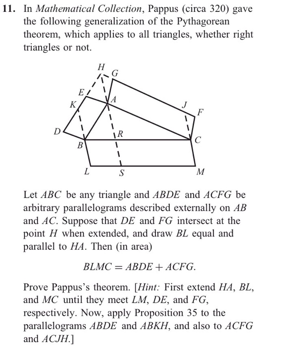 Solved In Mathematical Collection, Pappus (circa 320) gave | Chegg.com