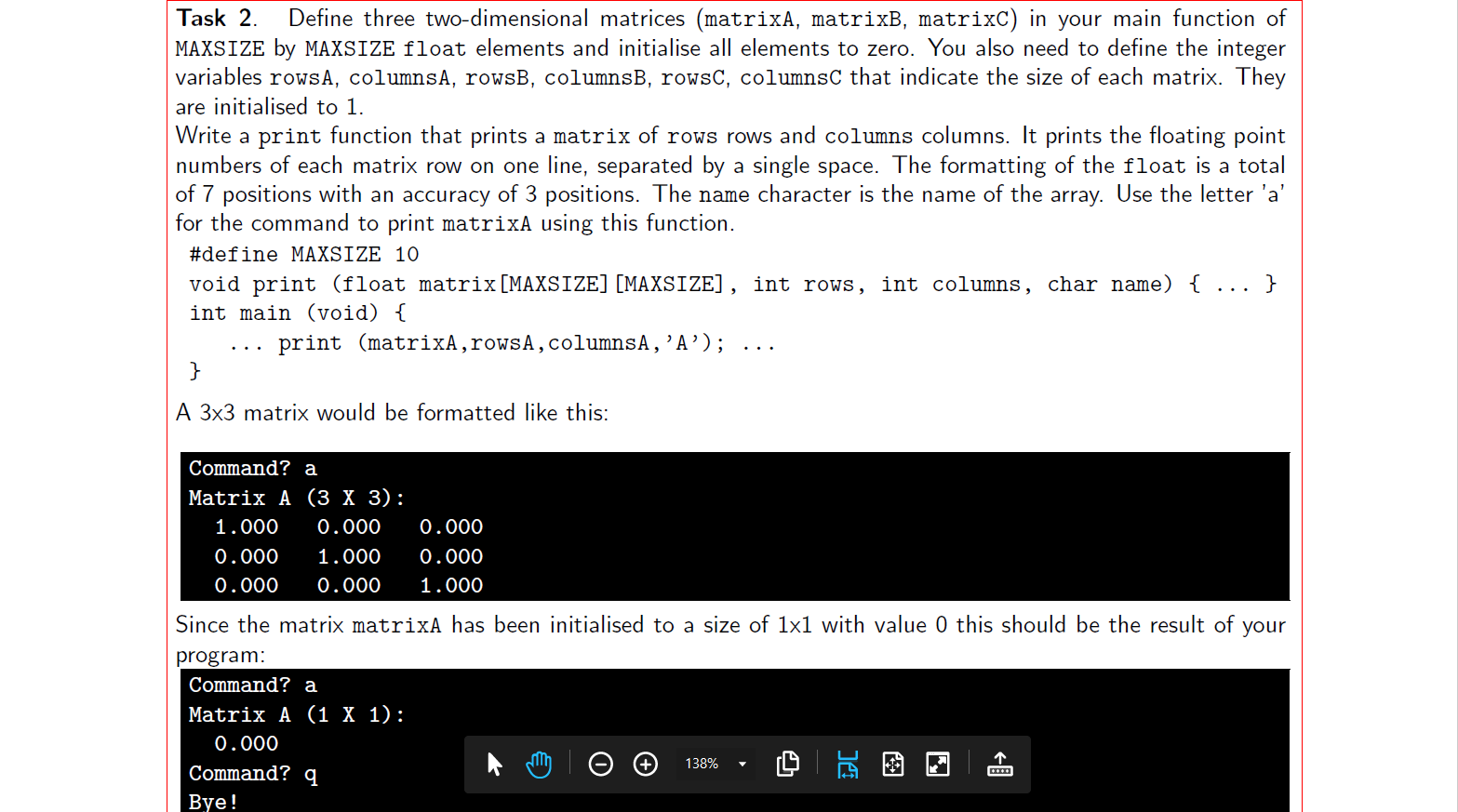 Solved Task 2. Define three two-dimensional matrices | Chegg.com