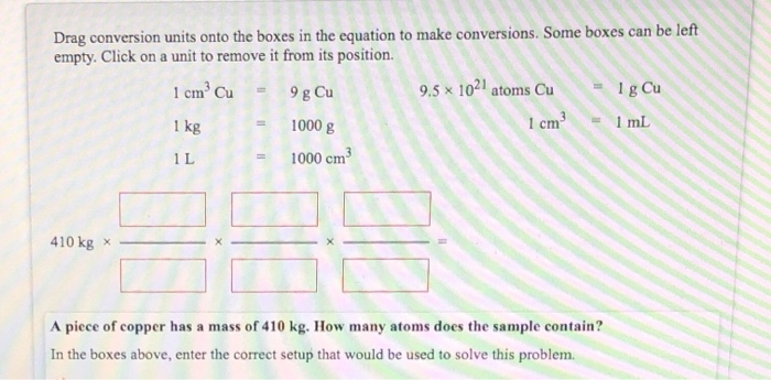 Solved Drag conversion units onto the boxes in the equation | Chegg.com