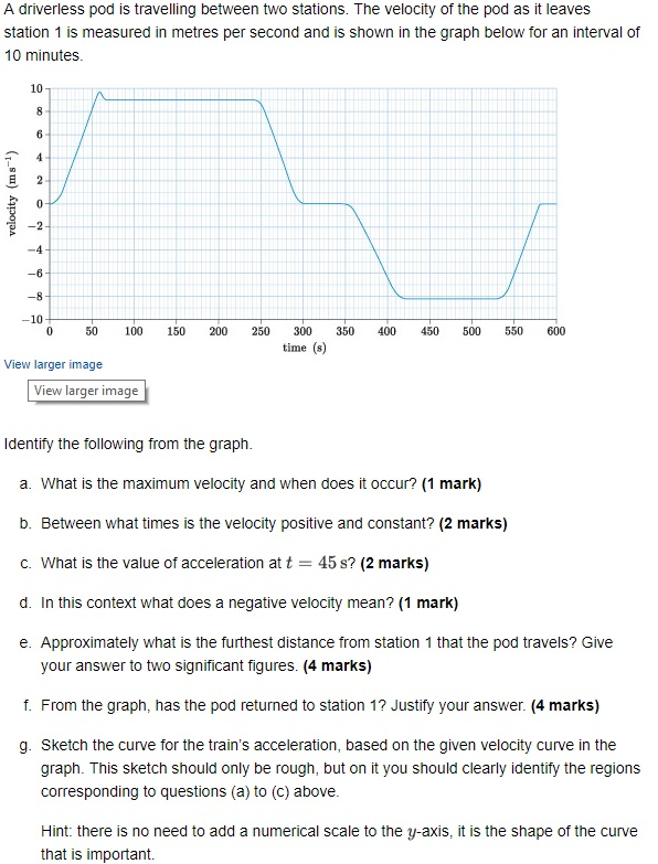 Solved A driverless pod is travelling between two stations. | Chegg.com