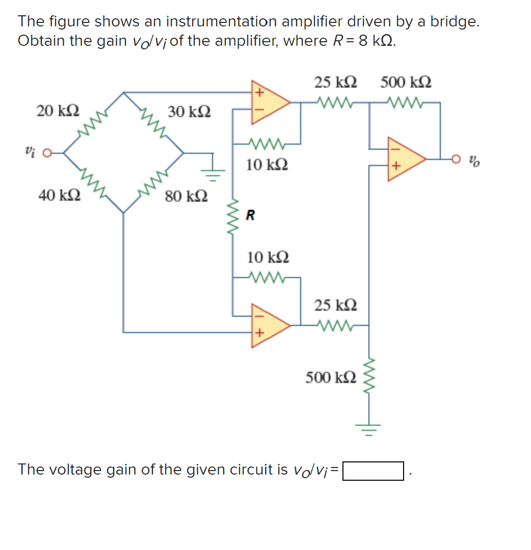 Solved The figure shows an instrumentation amplifier driven | Chegg.com