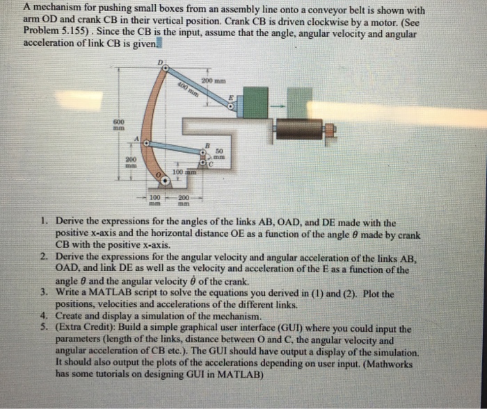 A mechanism for pushing small boxes from an assembly | Chegg.com