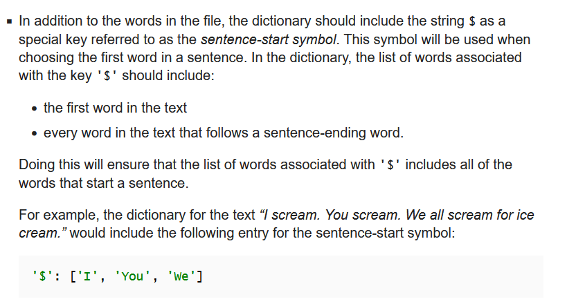 Solved egin a new file called a17_markov.py. Put all of the | Chegg.com