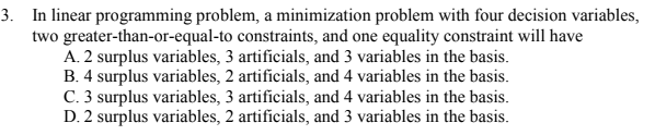 3 In Linear Programming Problem A Minimization