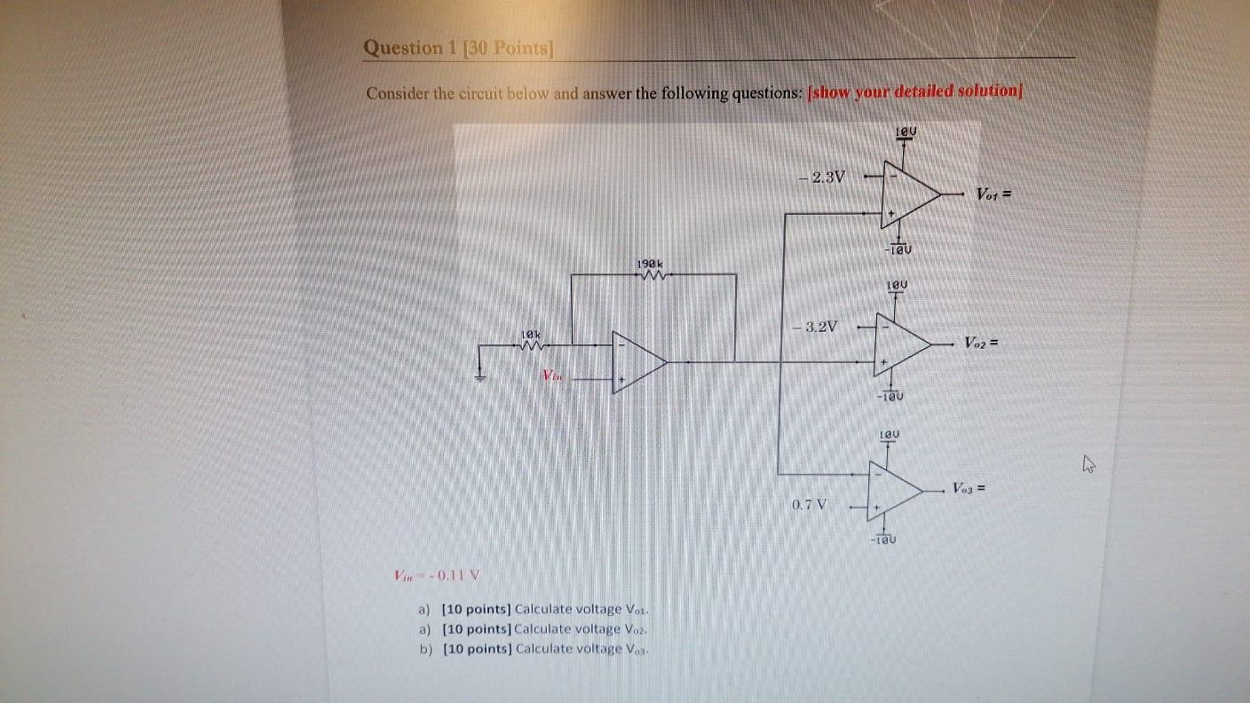 Solved Question 1 [30 Points] Consider the circuit below and | Chegg.com