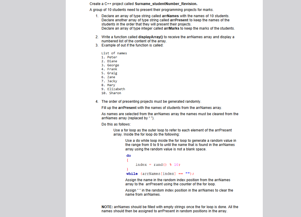 Solved Create a C++ project called | Chegg.com