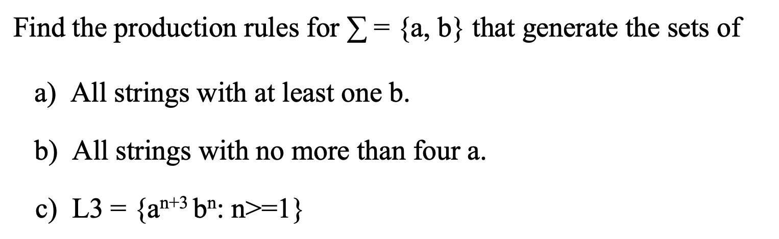 Solved Find the production rules for