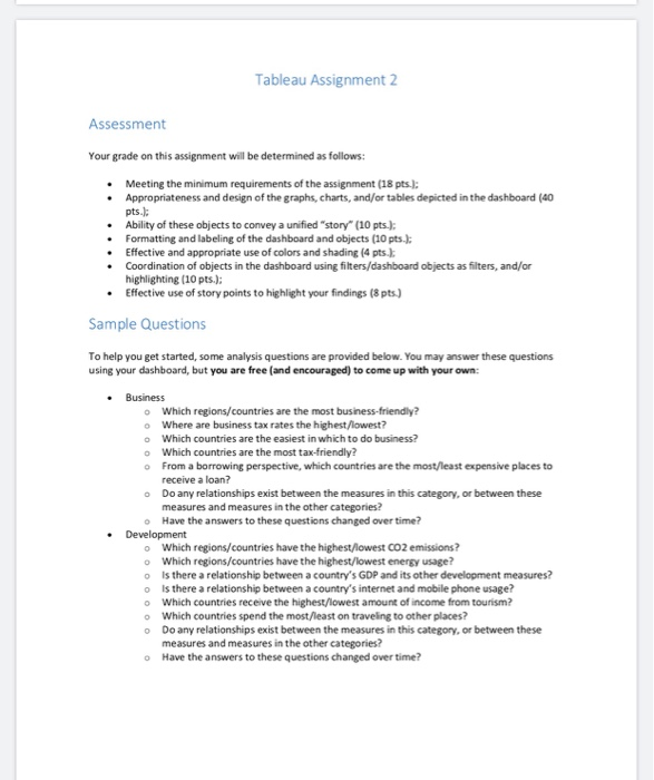 Solved Tableau Assignment 2 Assessment Your grade on this | Chegg.com