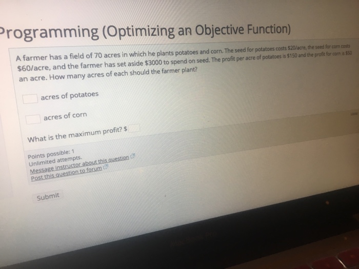 Solved rogramming (Optimizing an Objective Function) A | Chegg.com
