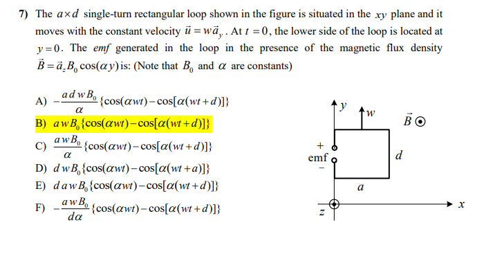 Solved The a×d single-turn rectangular loop shown in the | Chegg.com