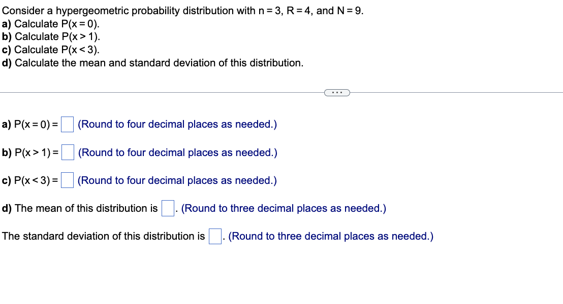 Solved Consider a hypergeometric probability distribution | Chegg.com