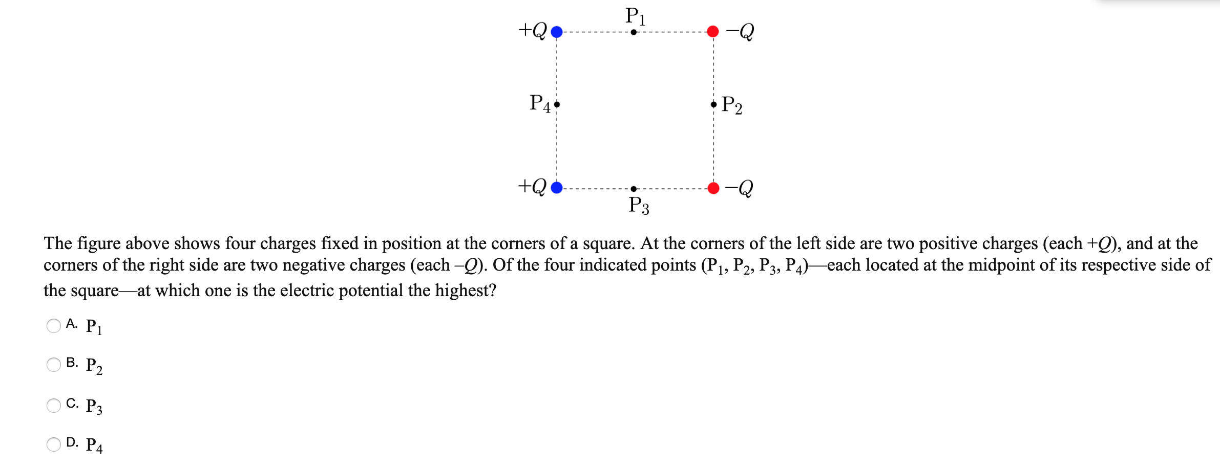 Solved +0. 11 .-Q - - - - - - +Q •-------- --•-Q P3 The | Chegg.com