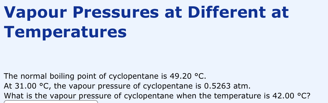 Solved Vapour Pressures at Different atTemperaturesThe | Chegg.com