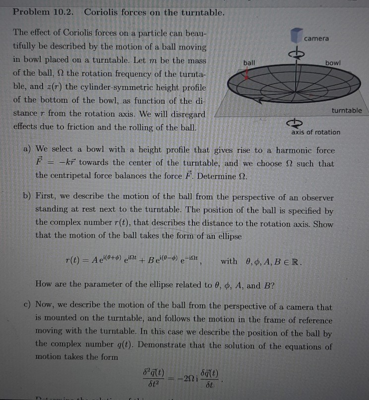 Solved Problem 10.2. Coriolis forces on the turntable. | Chegg.com