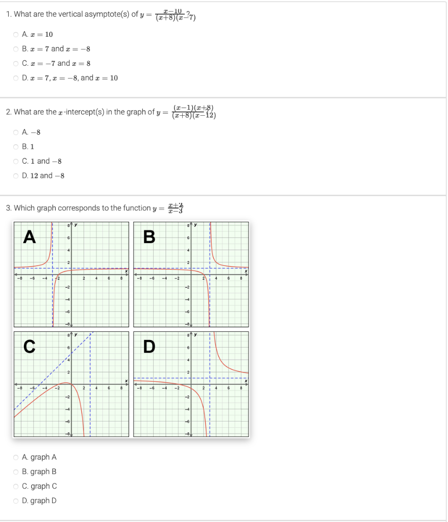 Solved 1. What are the vertical asymptote(s) of | Chegg.com
