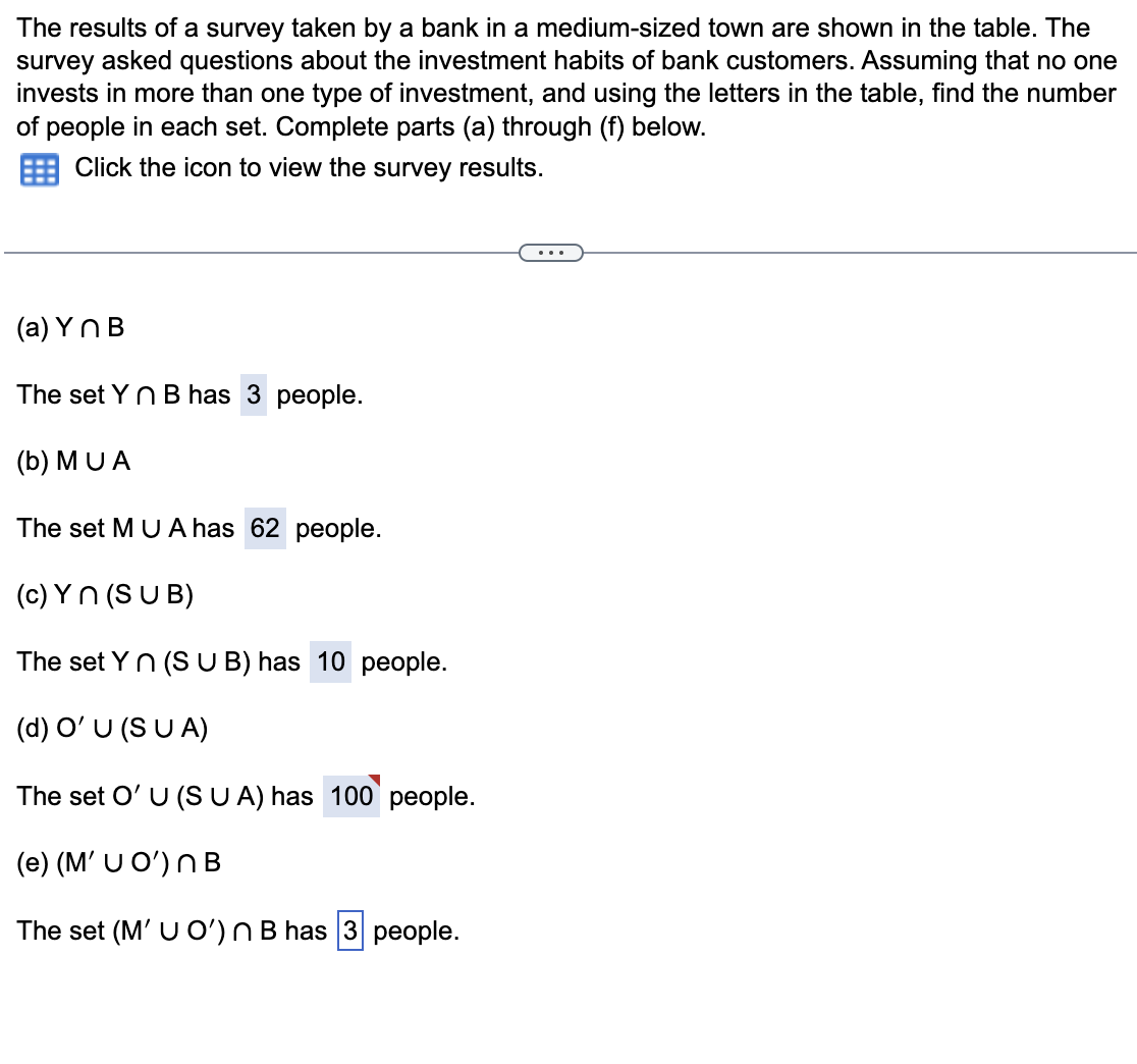 Solved The results of a survey taken by a bank in a | Chegg.com