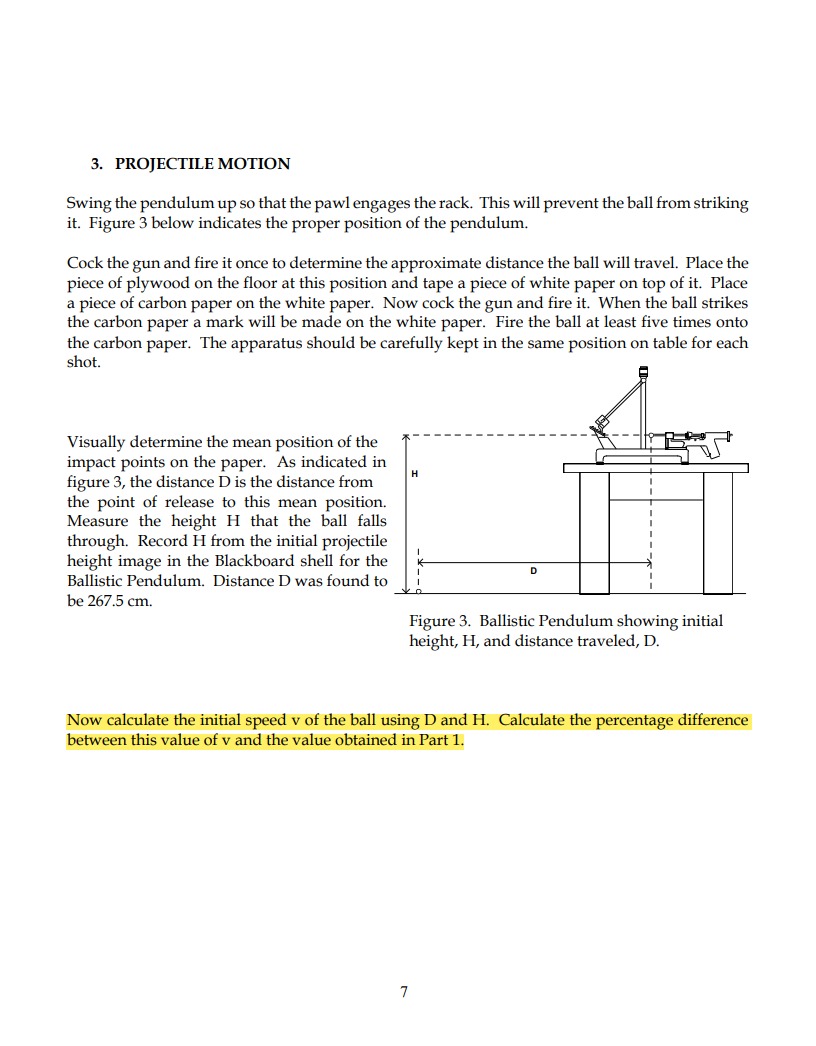 Solved 3. PROJECTILE MOTION Swing the pendulum up so that | Chegg.com