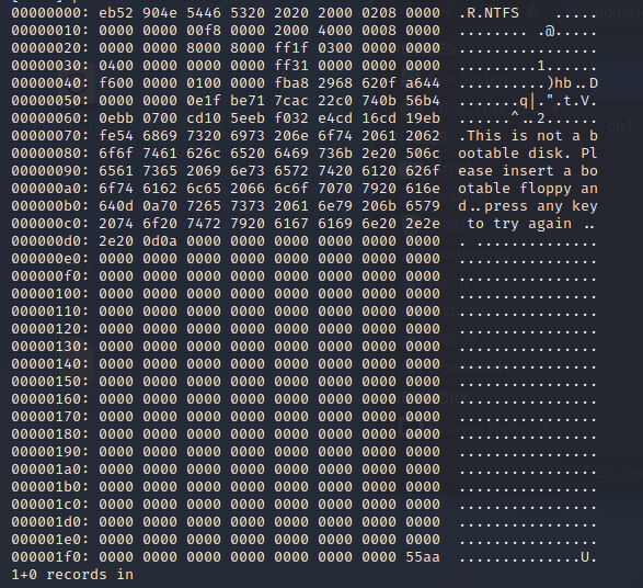 Solved Read the boot sector of the NTFS partition using icat | Chegg.com