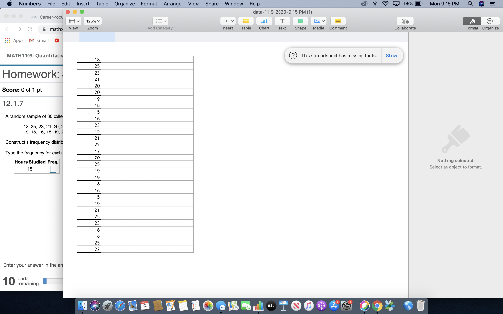 Solved 95% Mon 9:15 PM IE Numbers File Edit Insert Table | Chegg.com