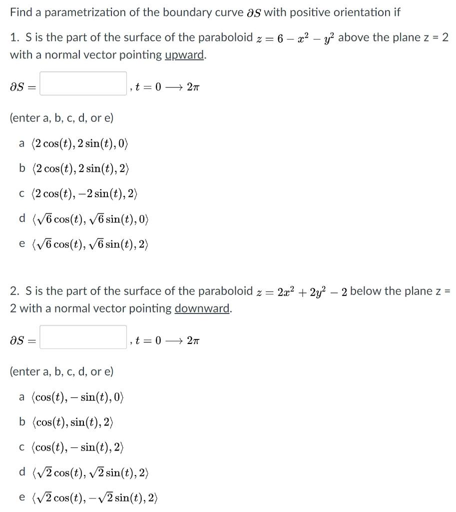 Solved Find a parametrization of the boundary curve as with | Chegg.com