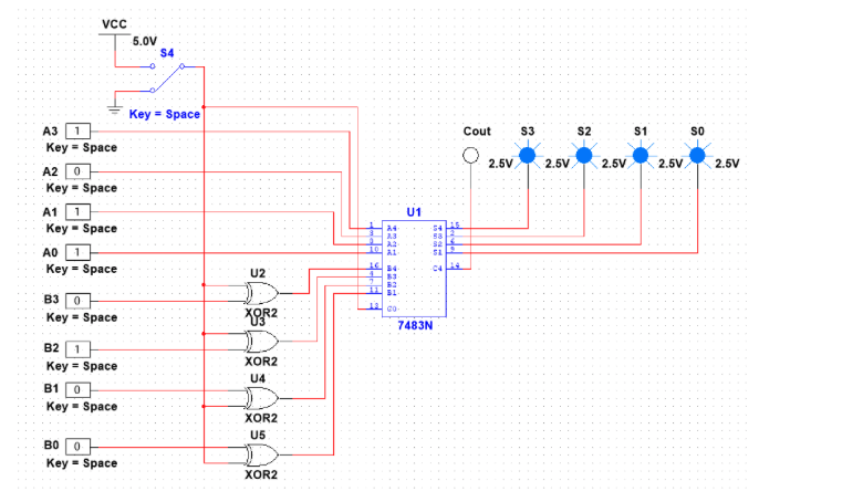 Schematic for 4-Bit Adder-Subtractor from Experiment | Chegg.com
