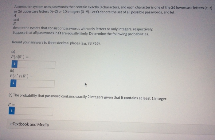 Solved A computer system uses passwords that contain exactly | Chegg.com