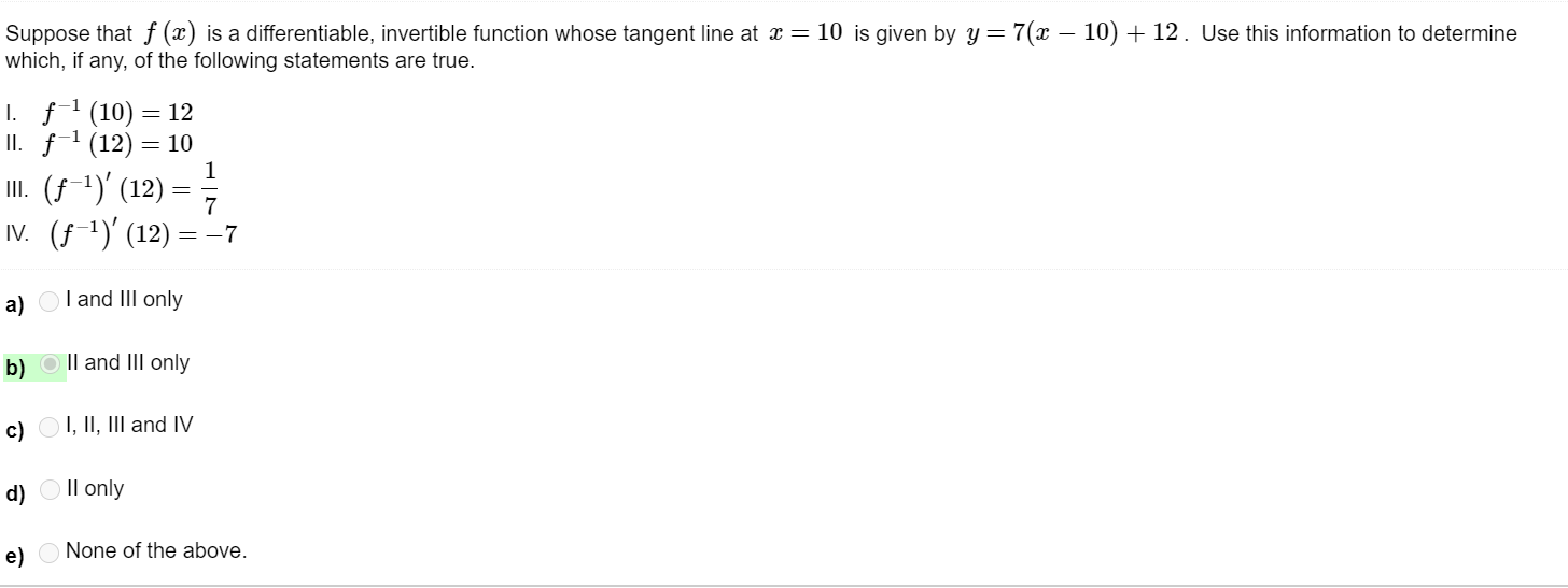 Solved Suppose That F X Is A Differentiable Invertible