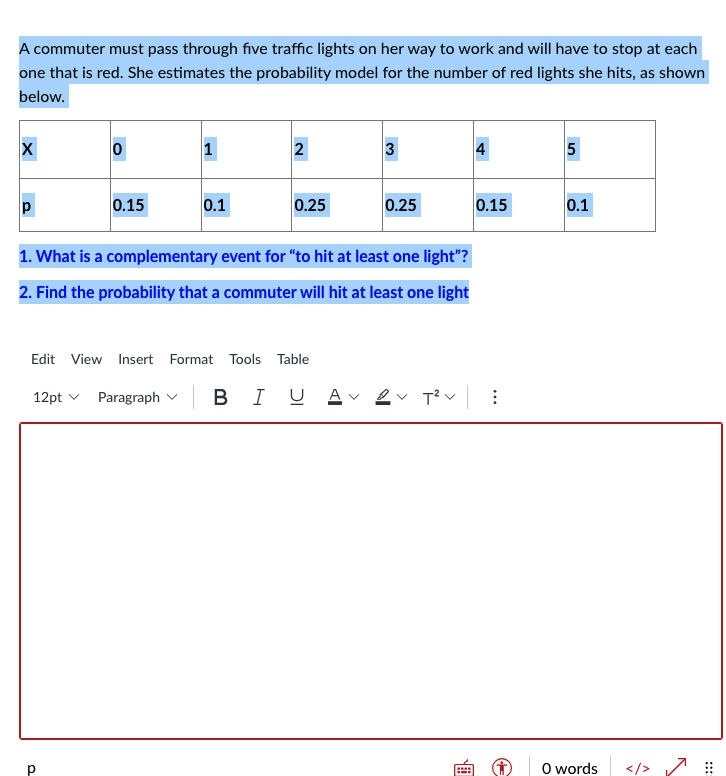 Solved A commuter must pass through five traffic lights on | Chegg.com