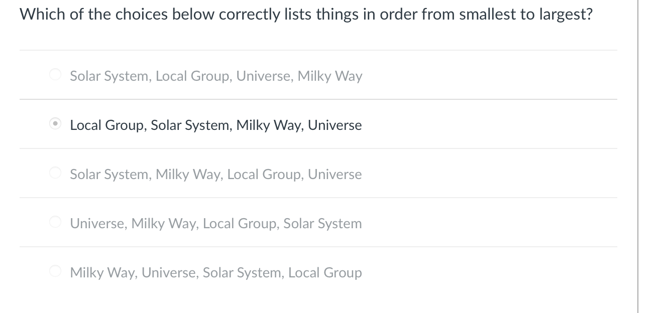 Solved Which of the choices below correctly lists things in | Chegg.com