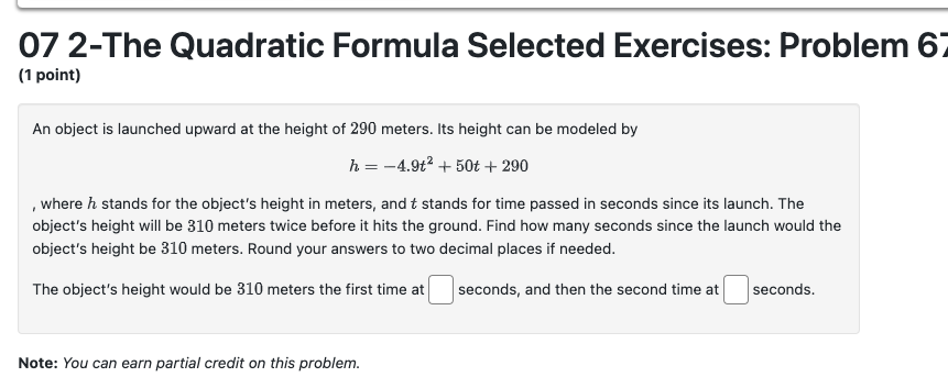 Solved 07 2-The Quadratic Formula Selected Exercises: | Chegg.com