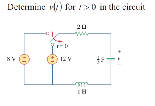 Solved Determine v(t) for t>0 in the circuit | Chegg.com
