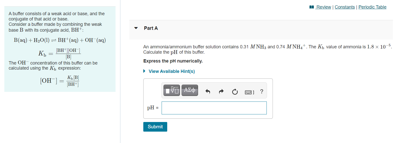 Solved m Review Constants Periodic Table Part A A buffer | Chegg.com