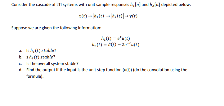 Solved x(t)→h1(t)→h2(t)→y(t) Suppose we are given the | Chegg.com