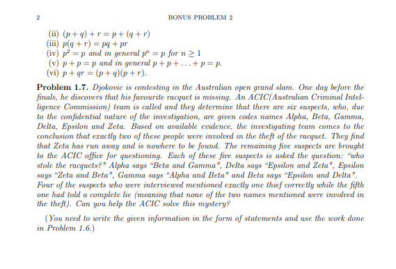 Solved BONUS PROBLEM 2 1. THE ALGEBRA OF HEADLINES AND THE | Chegg.com