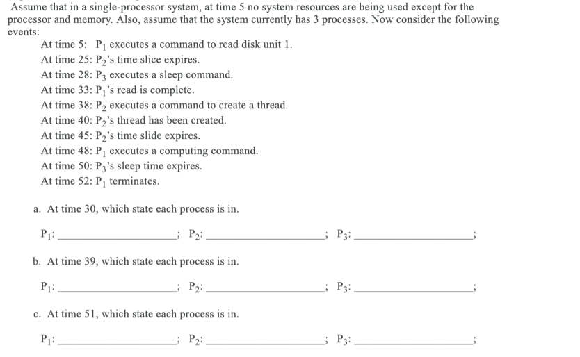 Solved Assume that in a single-processor system, at time 5 | Chegg.com
